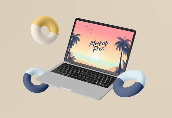 Abstract Summer Concept With Laptop Psd - Mockup Hunt