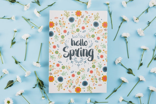 Card Template For Spring With Flowers Psd - Mockup Hunt