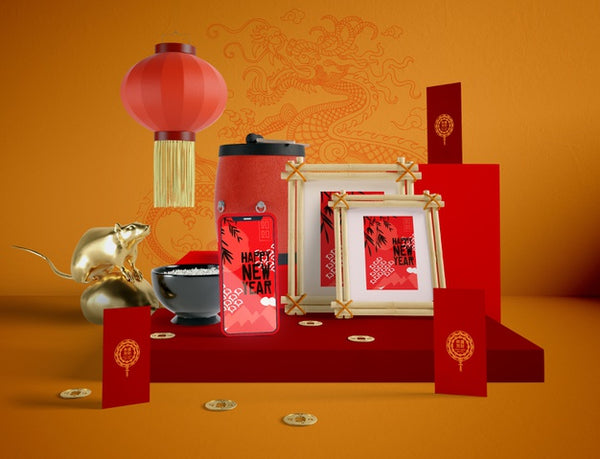 Chinese New Year Illustration With Mock-Up Psd - Mockup Hunt