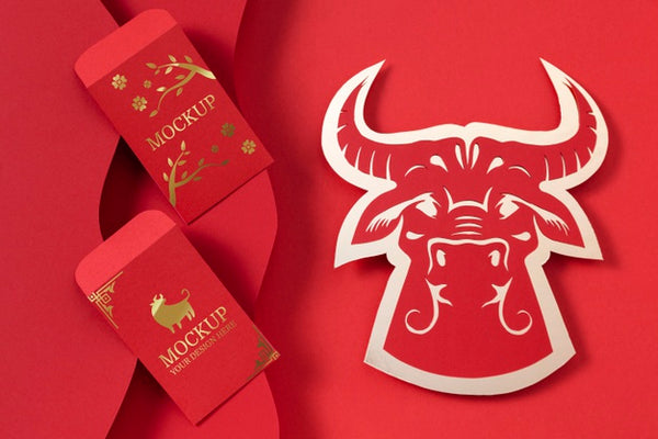 Chinese New Year Mock-Up Elements Arrangement Psd - Mockup Hunt