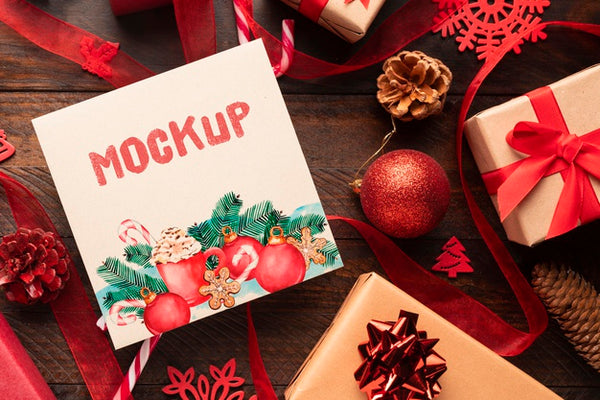 Christmas Mock-Up With Cute Boxes Psd - Mockup Hunt