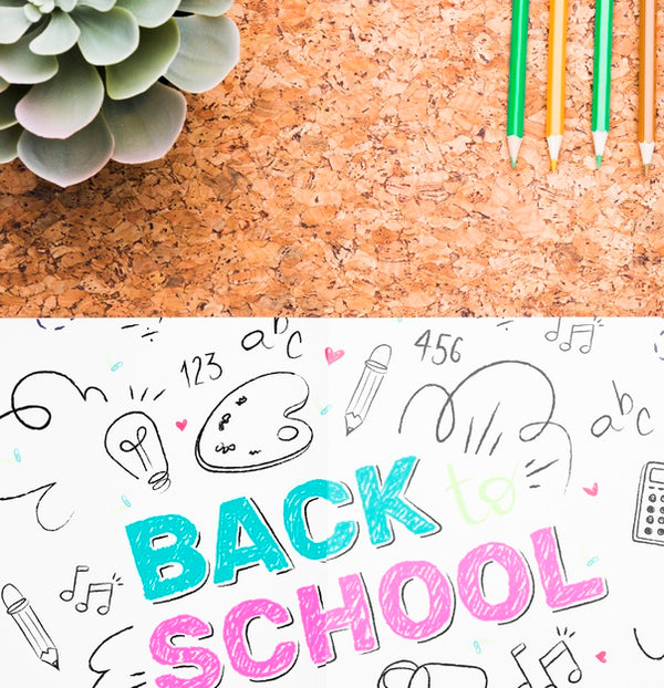 Close-Up Back To School Drawing Mock-Up Psd - Mockup Hunt