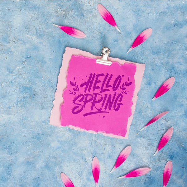 Flat Lay Spring Mockup With Card Psd - Mockup Hunt