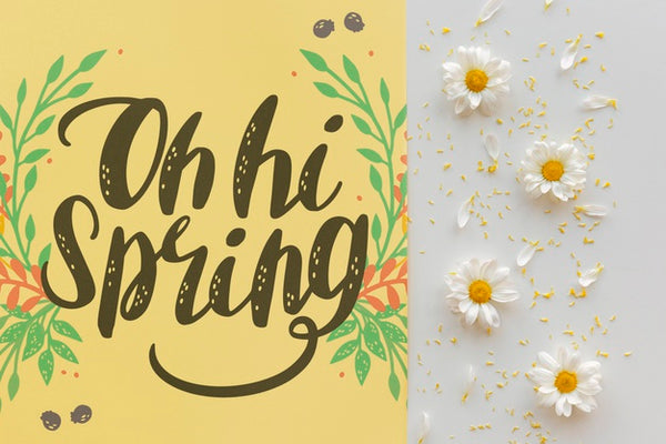 Flat Lay Spring Mockup With Copyspace Psd - Mockup Hunt