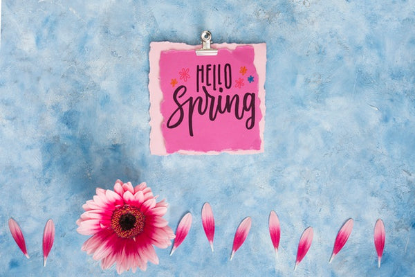 Flat Lay Spring Mockup With Greeting Card Psd - Mockup Hunt