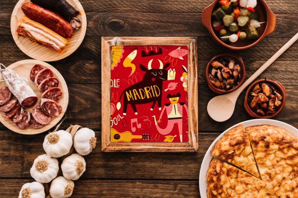 Frame Mockup With Traditional Spanish Food Psd - Mockup Hunt