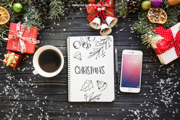 Notebook And Smartphone Mockup With Christmas Design Psd - Mockup Hunt