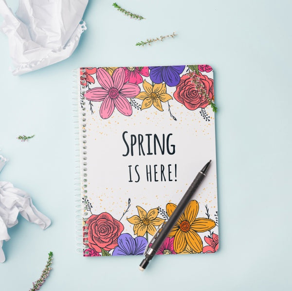 Notepad Template For Spring With Flowers Psd - Mockup Hunt