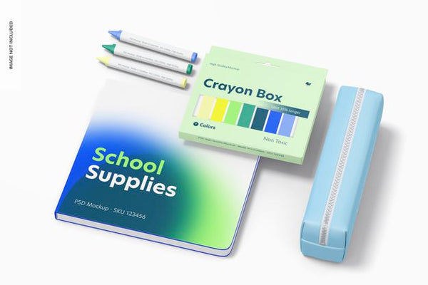 School Supplies Mockup, Floating Psd - Mockup Hunt
