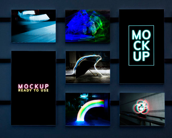 Set Of Artistic Neon Lights Mockup Psd - Mockup Hunt
