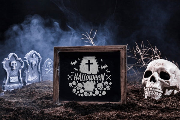 Slate Mockup With Halloween Concept Psd - Mockup Hunt