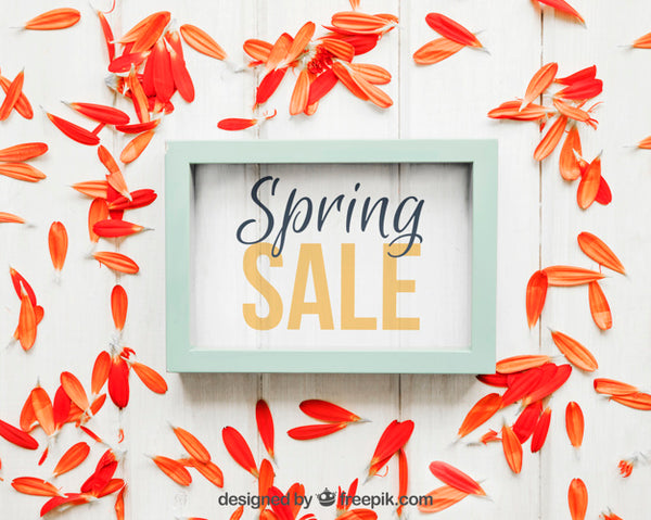 Spring Mockup With Frame And Petals Psd - Mockup Hunt
