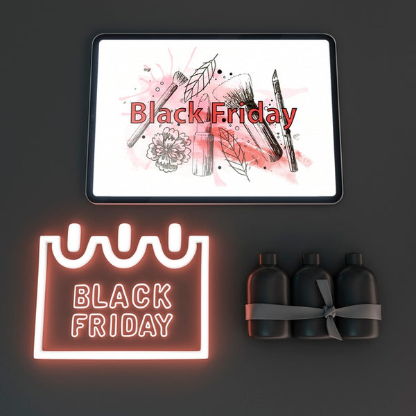 Tablet Mock-Up With Red Neon Lights Psd - Mockup Hunt