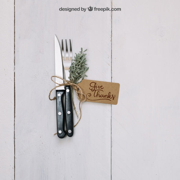 Thanksgiving Mockup With Cutlery Psd - Mockup Hunt