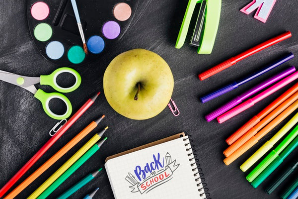 Top View Back To School With Colourful Supplies Psd - Mockup Hunt