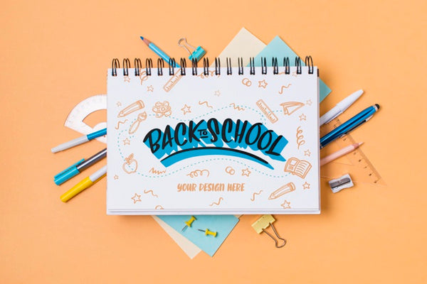 Top View School Supplies With Mock-Up Psd - Mockup Hunt