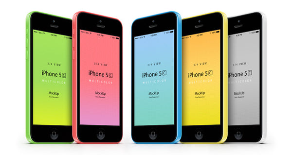 3-4 Iphone 5C Psd Vector Mockup - Mockup Hunt