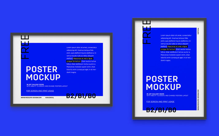 Art Gallery Frame or Poster Mockup (B2/B1/B0 Sizes) - Mockup Hunt