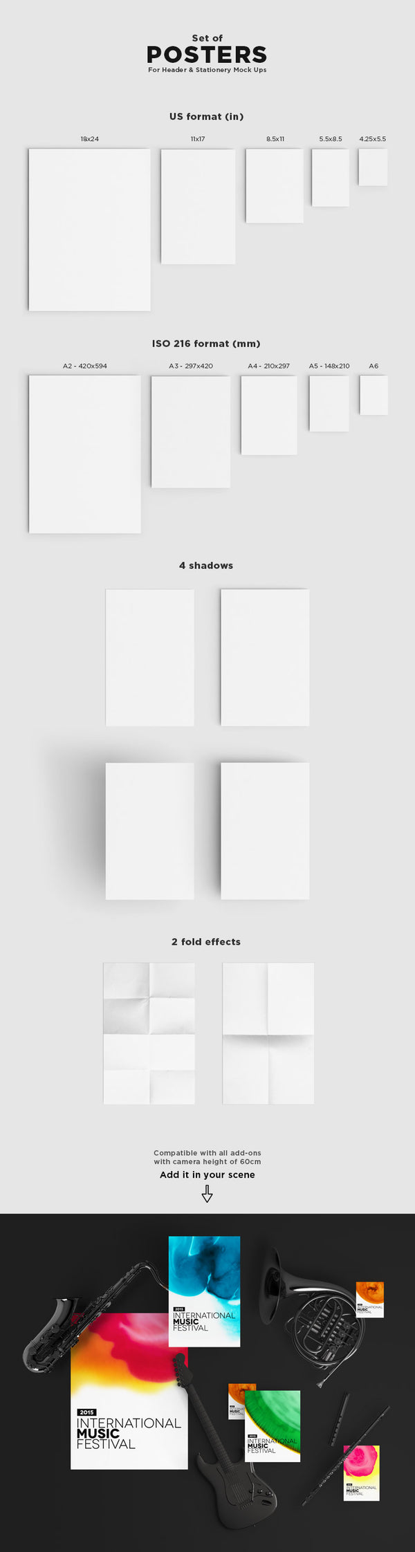 Multiple Different Sizes of Clean White Poster (Mockup) - Mockup Hunt