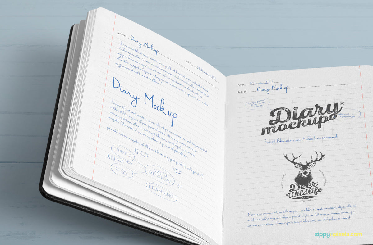Open Diary Mockup - Mockup Hunt