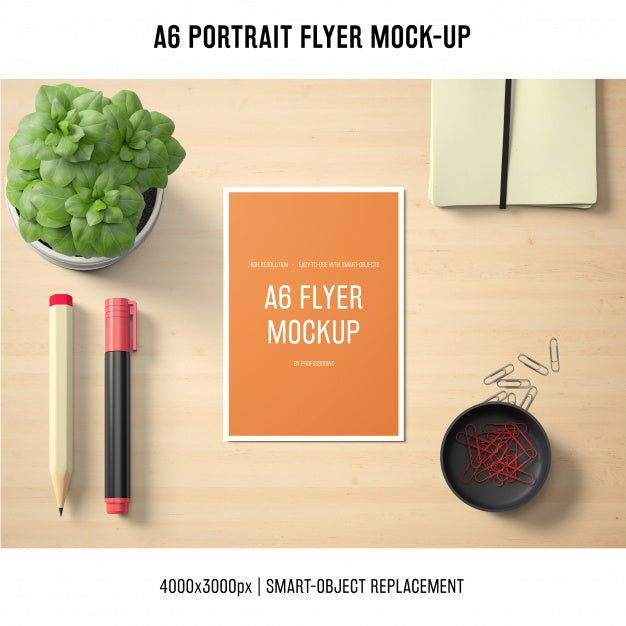 A6 Portrait Flyer Mock-Up Psd - Mockup Hunt