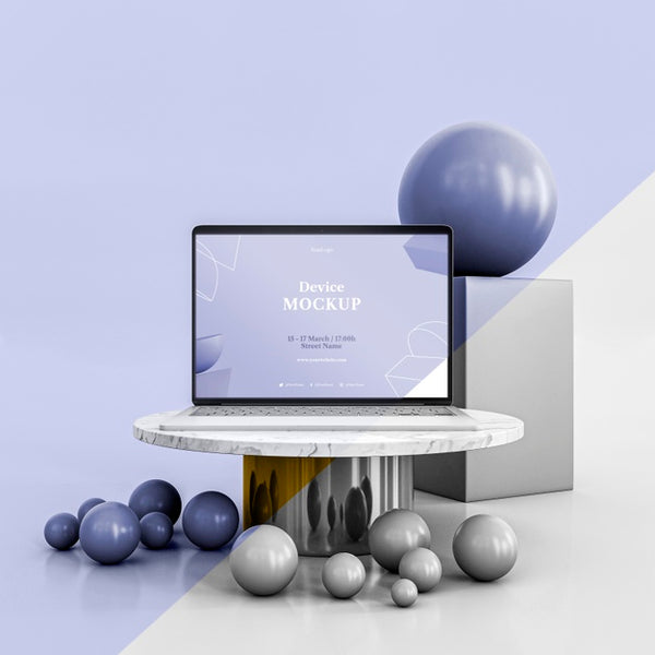 Abstract Stone And Laptop Psd - Mockup Hunt