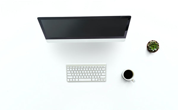 Ariel View Of Using A Desktop Computer And Mobile Phone - Mockup Hunt
