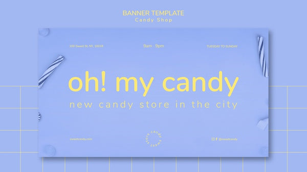 Banner Design For Candy Shop Template Psd - Mockup Hunt