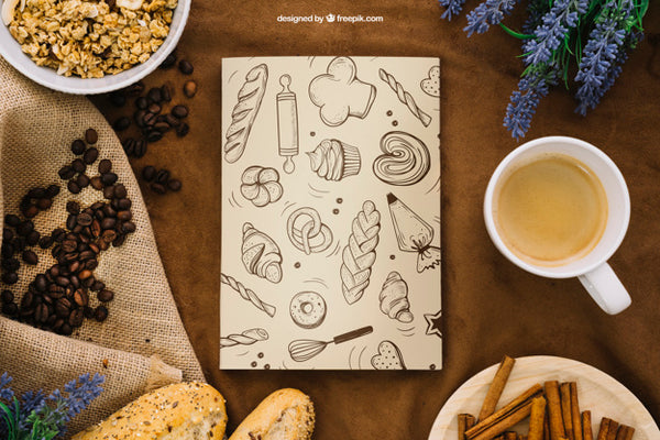 Book Cover Composition With Coffee Beans Psd - Mockup Hunt