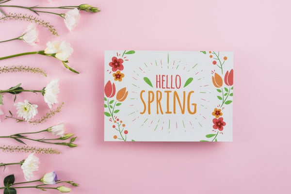 Card Template For Spring With Flowers Psd - Mockup Hunt