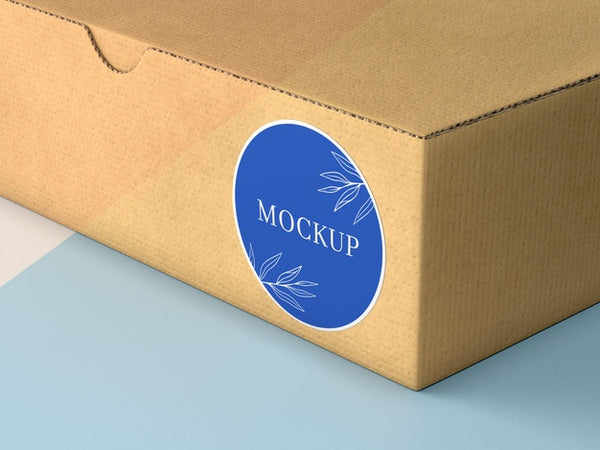 Cardboard Box With Sticker Mock Up Psd - Mockup Hunt