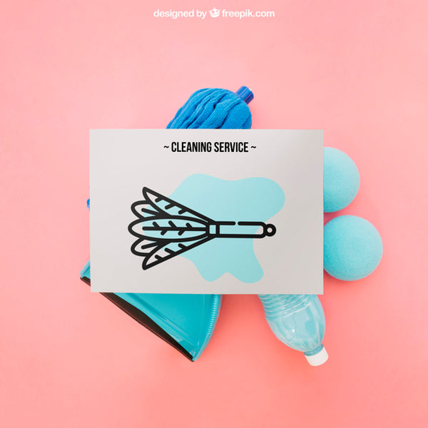 Cleaning Mockup With Paper Psd - Mockup Hunt