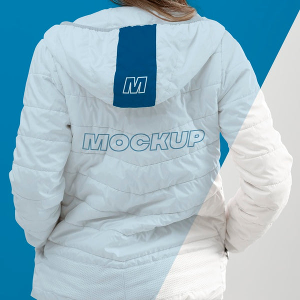 Close Up Model With Jacket Back View Psd - Mockup Hunt