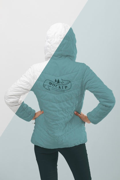 Close Up Model With Winter Jacket Psd - Mockup Hunt