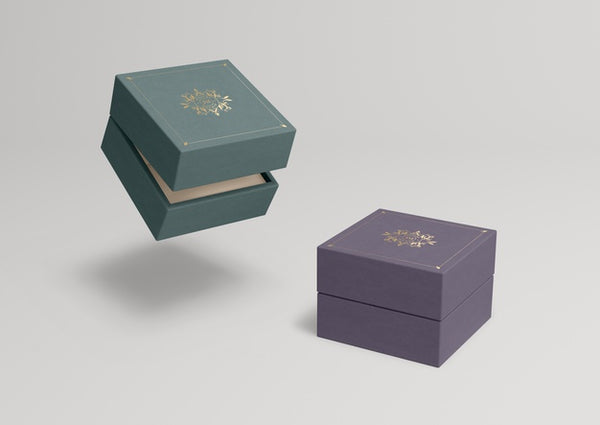 Closed Jewelry Boxes With Different Colours Psd - Mockup Hunt
