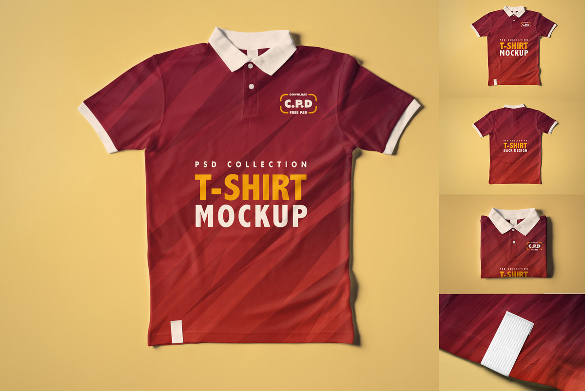 Collar T-Shirt Mockup Collection [3 Psd Mockups] - Mockup Hunt