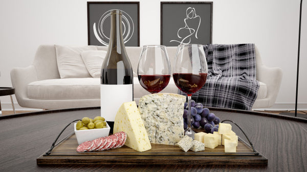 Delicious Cheese Assortment With Red Wine Mockup Psd - Mockup Hunt