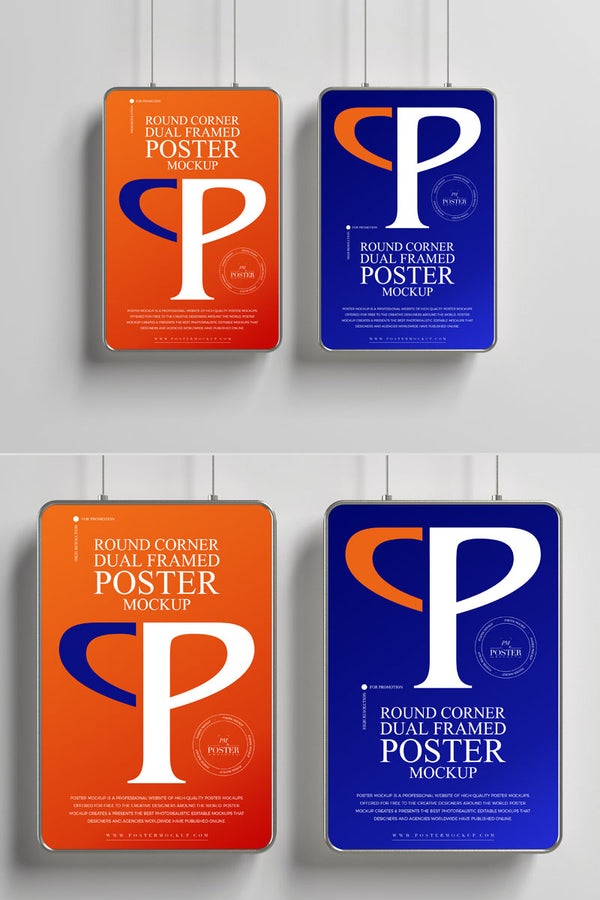 Dual Frame Hanging Poster Mockup - Mockup Hunt