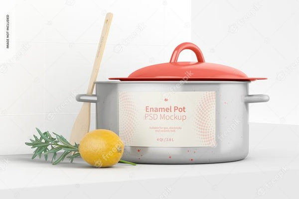 Enamel Pot Mockup, Front View Psd - Mockup Hunt