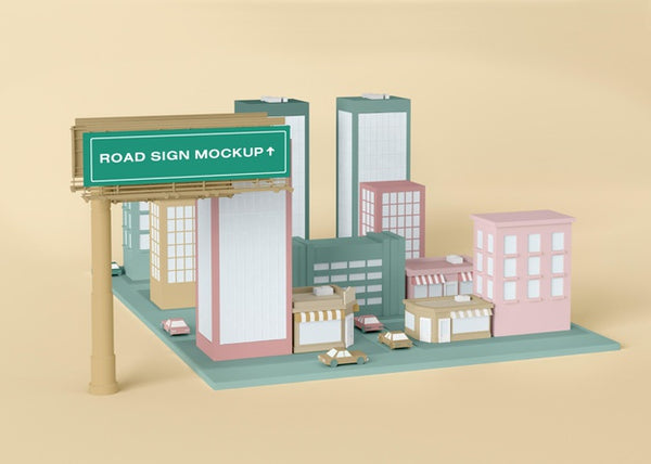 Exterior Advertising Road Sign Mock-Up Psd - Mockup Hunt