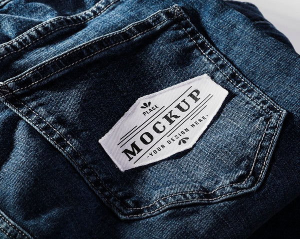 Fabric Clothing Patch Mock-Up On Denim Psd - Mockup Hunt