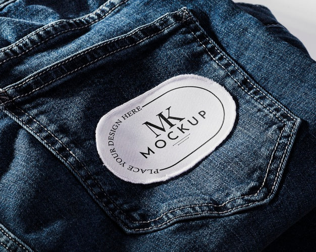 Fabric Clothing Patch Mock-Up On Denim Psd - Mockup Hunt