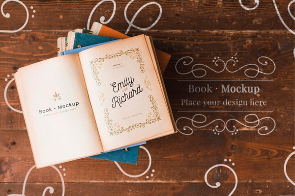 Flat Lay Of Stack Of Books Psd - Mockup Hunt
