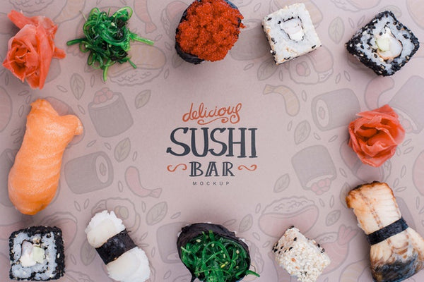 Frame Of Deslicious Sushi Rolls Psd - Mockup Hunt
