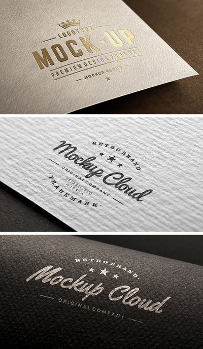 Set of 3 Close-Up Logo Mockups - Mockup Hunt