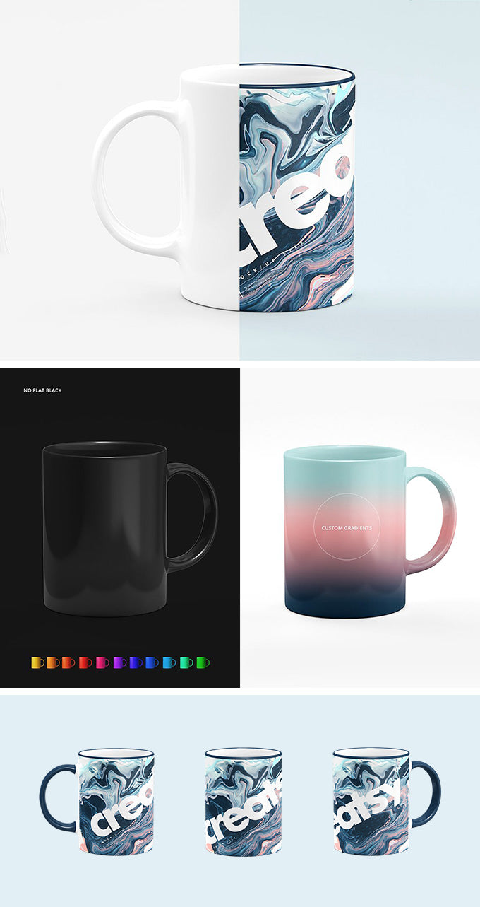 Highly Realistic Mug Mockup Set with Multiple Colors - Mockup Hunt