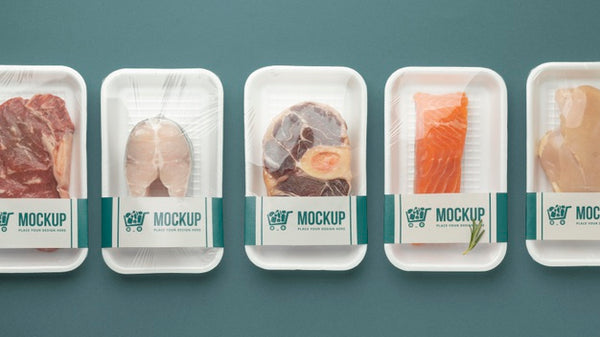 Frozen Food Arrangement With Mock-Up Packaging Psd - Mockup Hunt