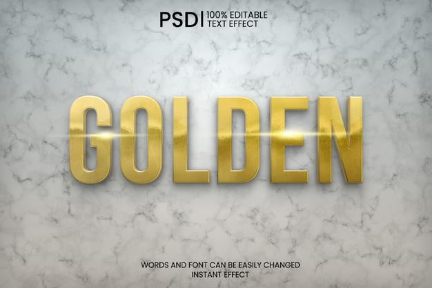 Golden And Marble Realistic 3D Text Effect Psd - Mockup Hunt