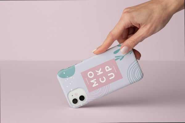 Hand Holding Smartphone With Mock-Up Phone Case Psd - Mockup Hunt