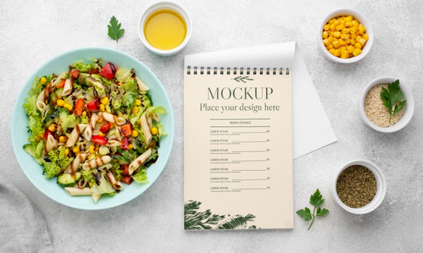 Healthy Food Mock-Up Above View Psd - Mockup Hunt